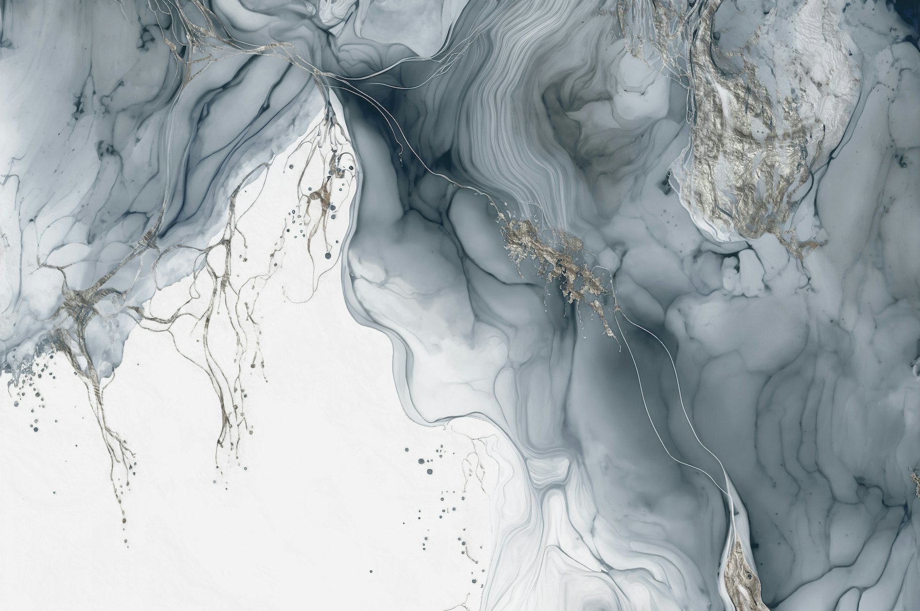 Eclectic Grey Silver Ink Art wallpaper - Happywall