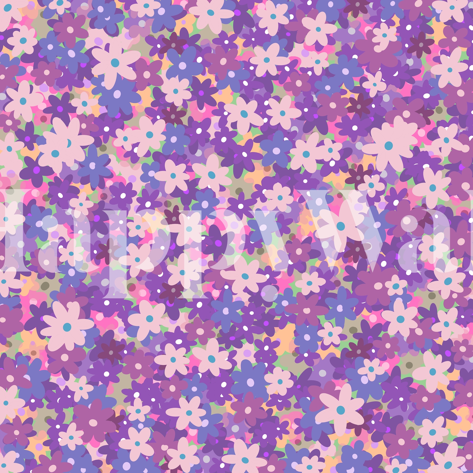 Purple and Pink Flowers Field Wallpaper - Buy Online | Happywall
