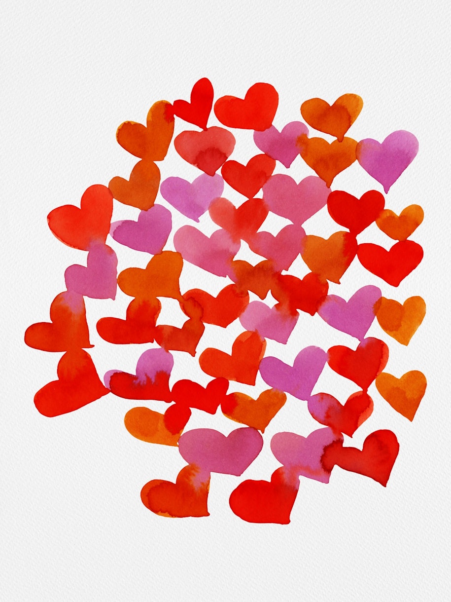 Melting hearts pink and orange wallpaper - Happywall