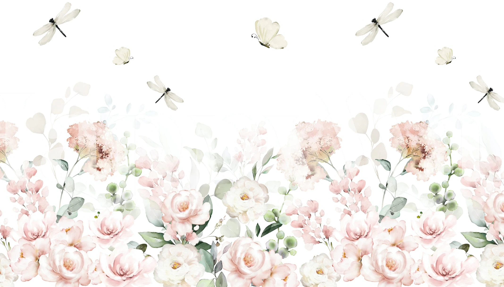 Pastel Peonies Spring Garden Wallpaper | Happywall