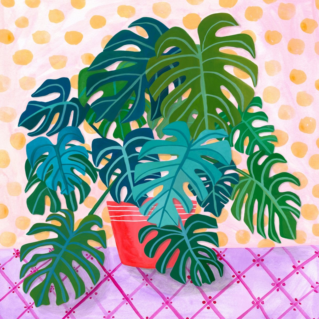 Monstera Houseplant Painting wallpaper - Happywall