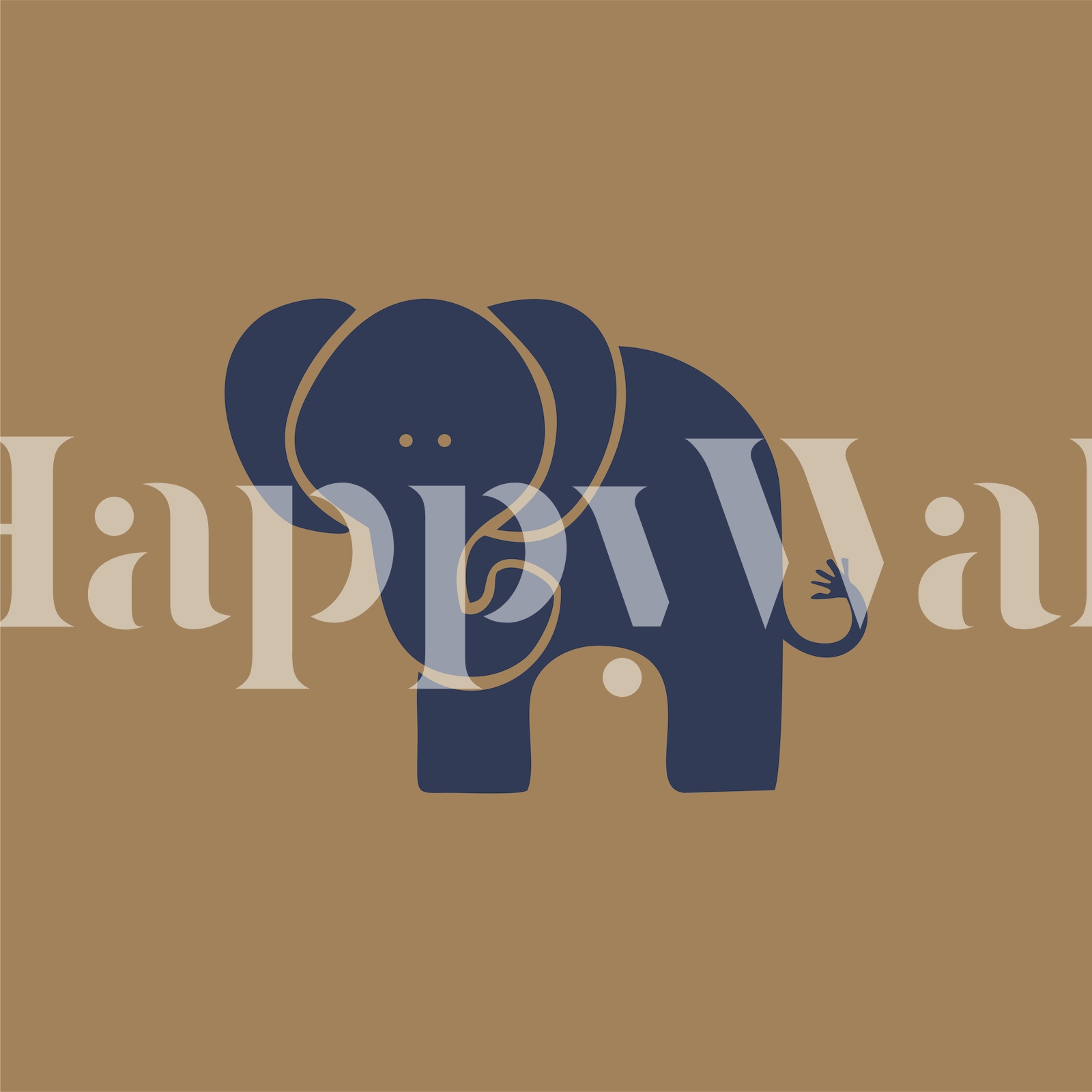 Buy Minimal Mocha Indigo Elephant Wallpaper | Happywall
