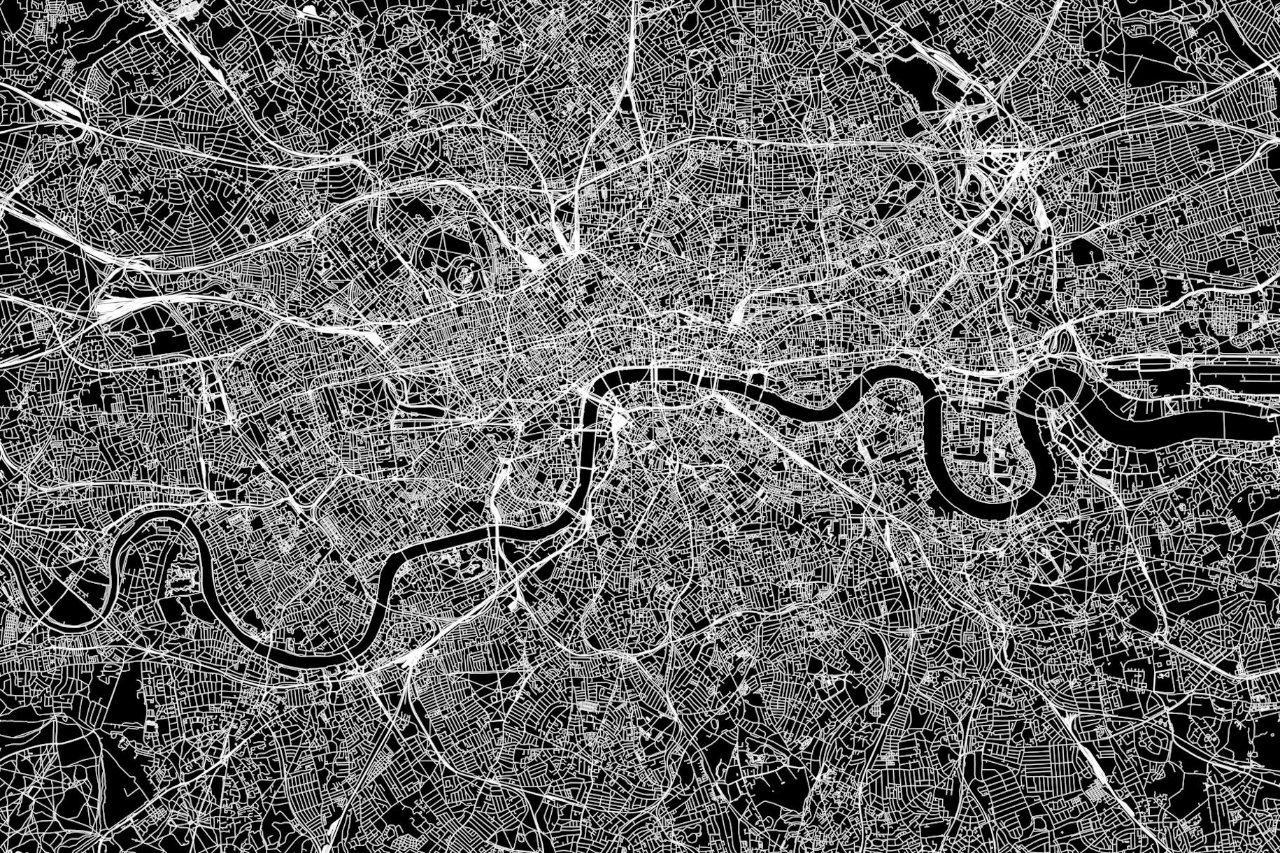 London Black Map wallpaper - Happywall