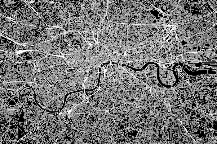 London Black Map Wallpaper - Buy Contemporary Wallpapers Online
