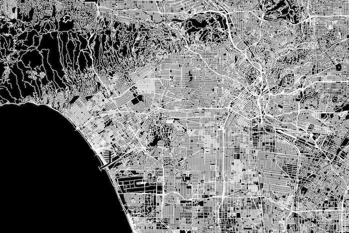 Los Angeles Black Map Wallpaper - Decorate Your Home with Style