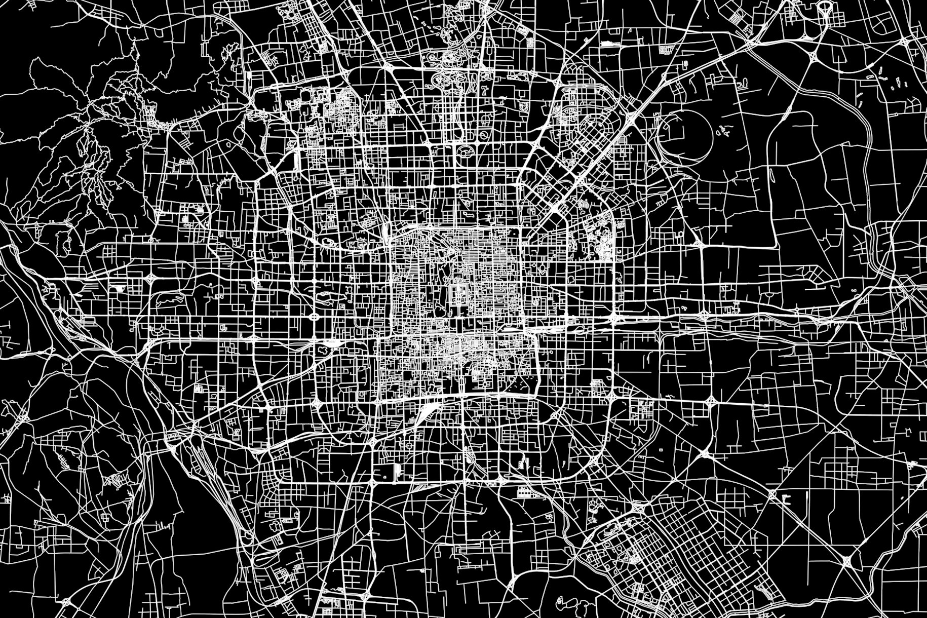 Beijing Black Map wallpaper - Happywall