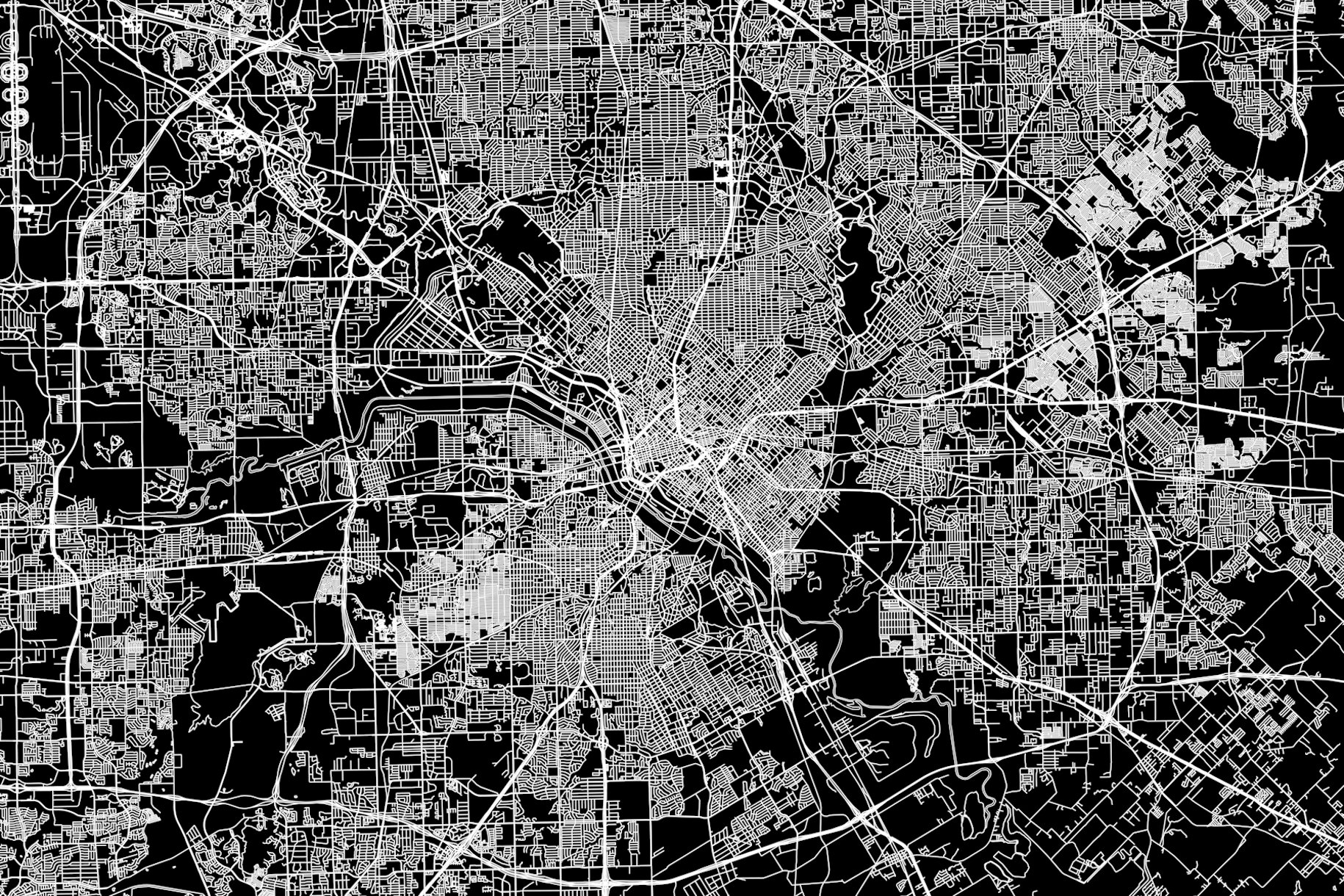 Dallas Black Map wallpaper - Happywall