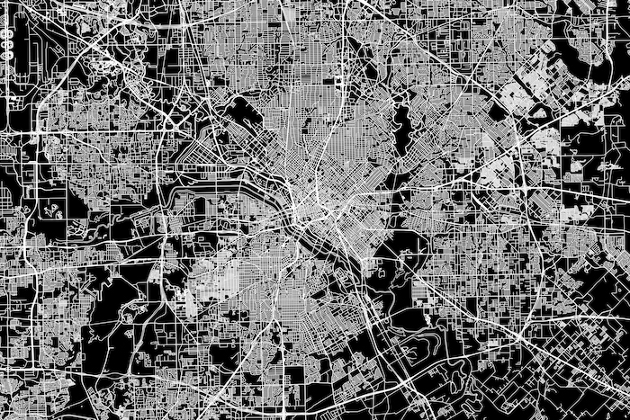 Dallas Black Map Wallpaper | Happywall