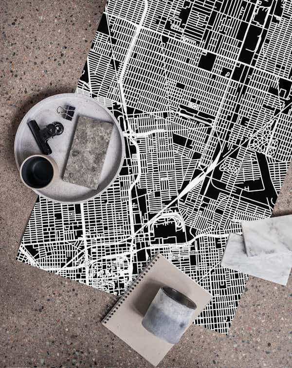 Detroit Black Map Wallpaper | Shop Customizable Wallpapers at Happywall