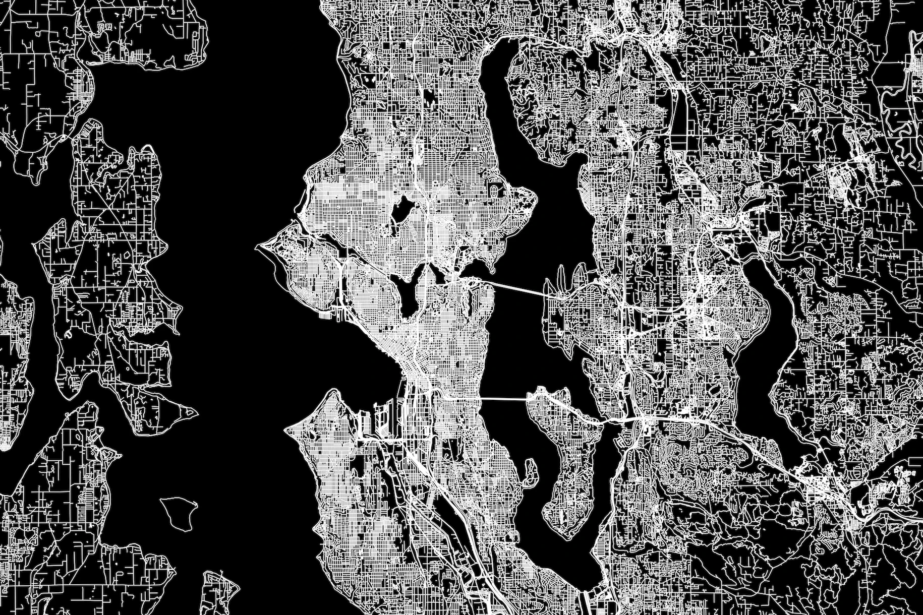 Seattle Black Map wallpaper - Happywall