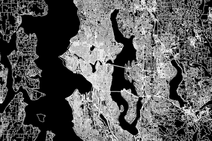 Seattle Black Map wallpaper wallpaper | Happywall