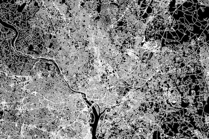 Washington DC Black Map Wallpaper | Happywall