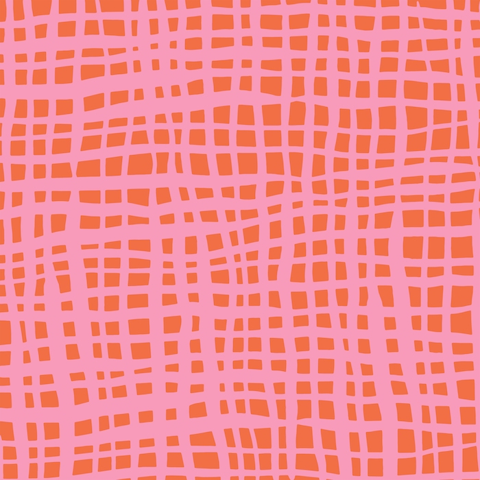 Retro Grid Pattern Orange Pink Wallpaper | Happywall