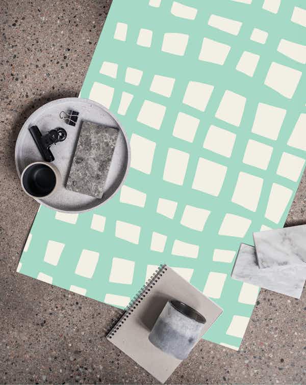 Retro grid pattern pastel aqua wallpaper - Happywall