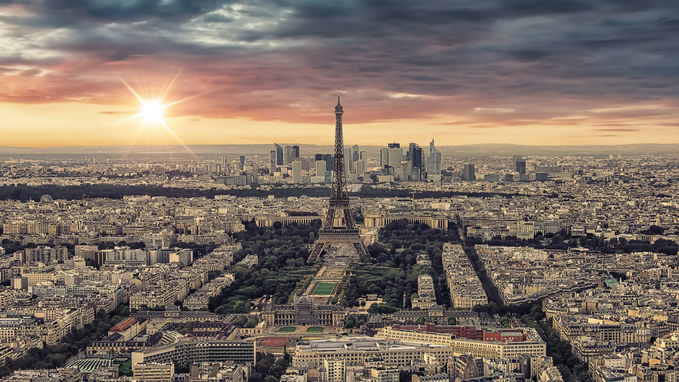 Paris at sunset wallpaper - Happywall