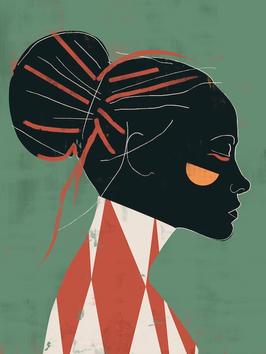 Abstract Woman Green Wall Mural Wallpaper