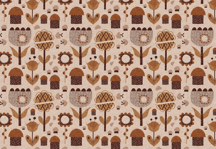 Earth Tone Flowers Mushroom Wallpaper - Buy Online | Happywall