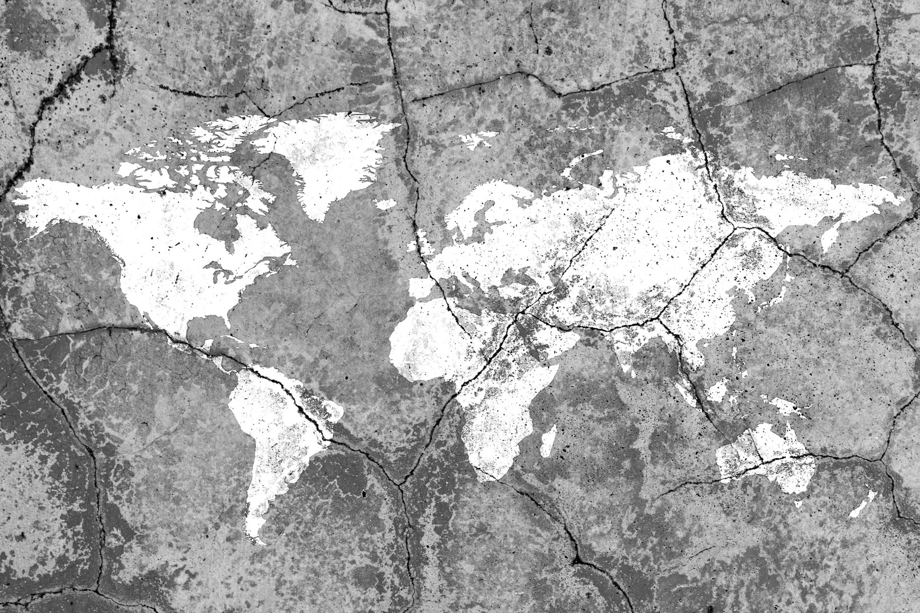 Concrete World Map Wallpaper - Buy Online | Happywall