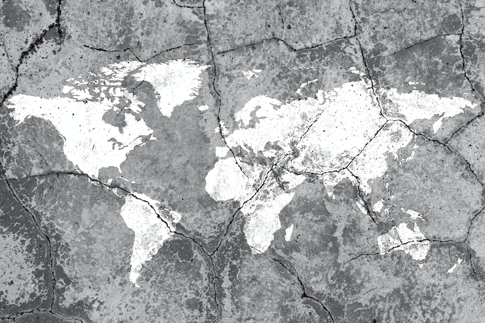 Concrete World Map Wallpaper - Buy Online | Happywall