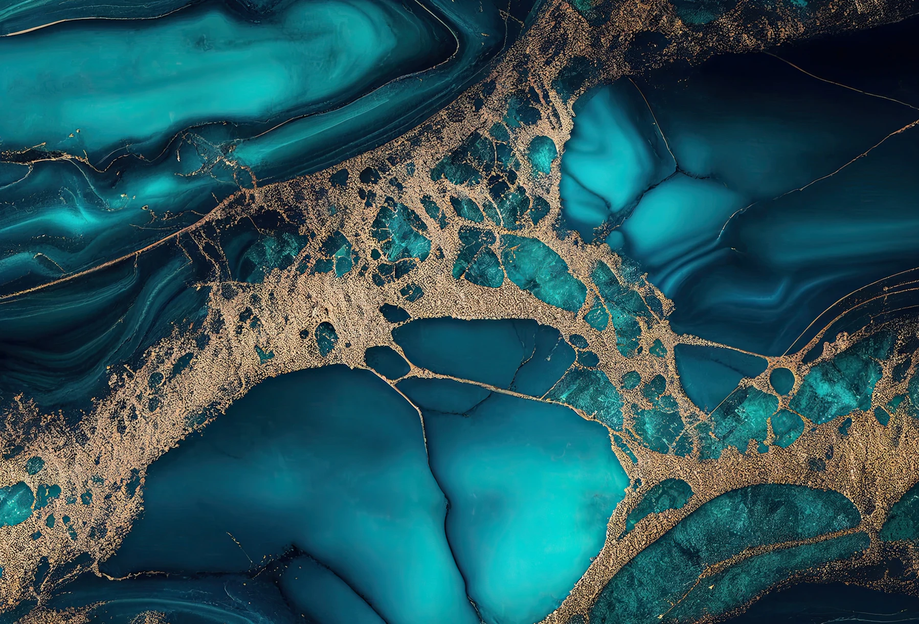 "Fancy Marble Teal Gold Wallpaper - Buy Now at Happywall"
