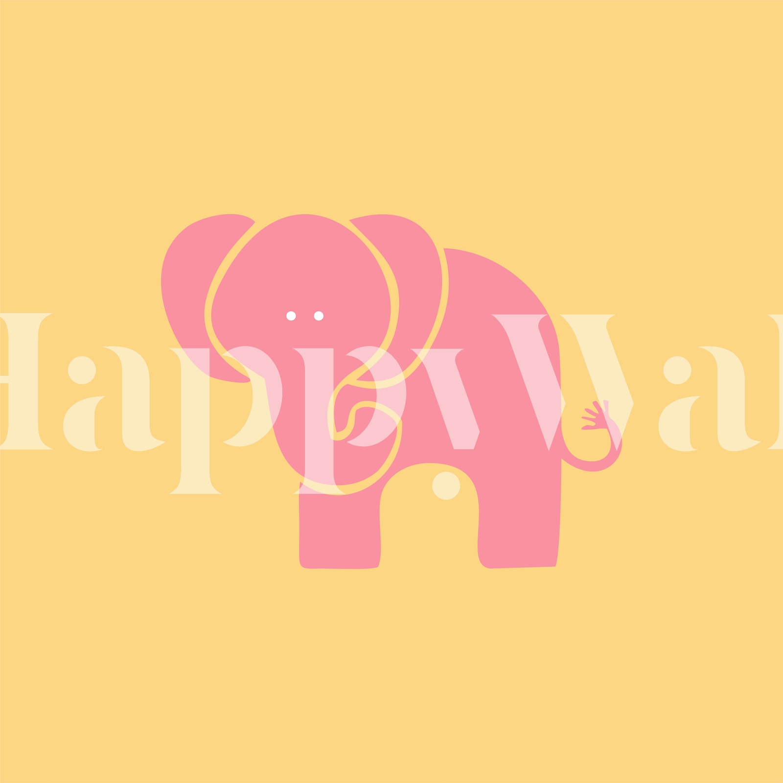 Cute Pink Elephant Yellow Wallpaper