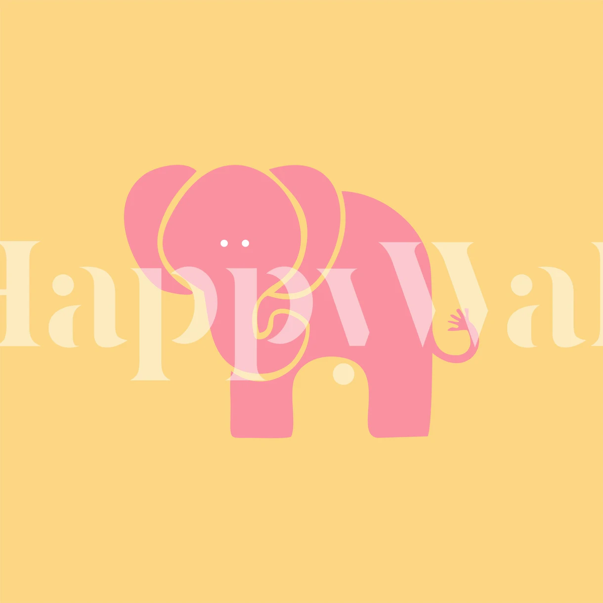 Saffron yellow pink elephant wallpaper - Happywall