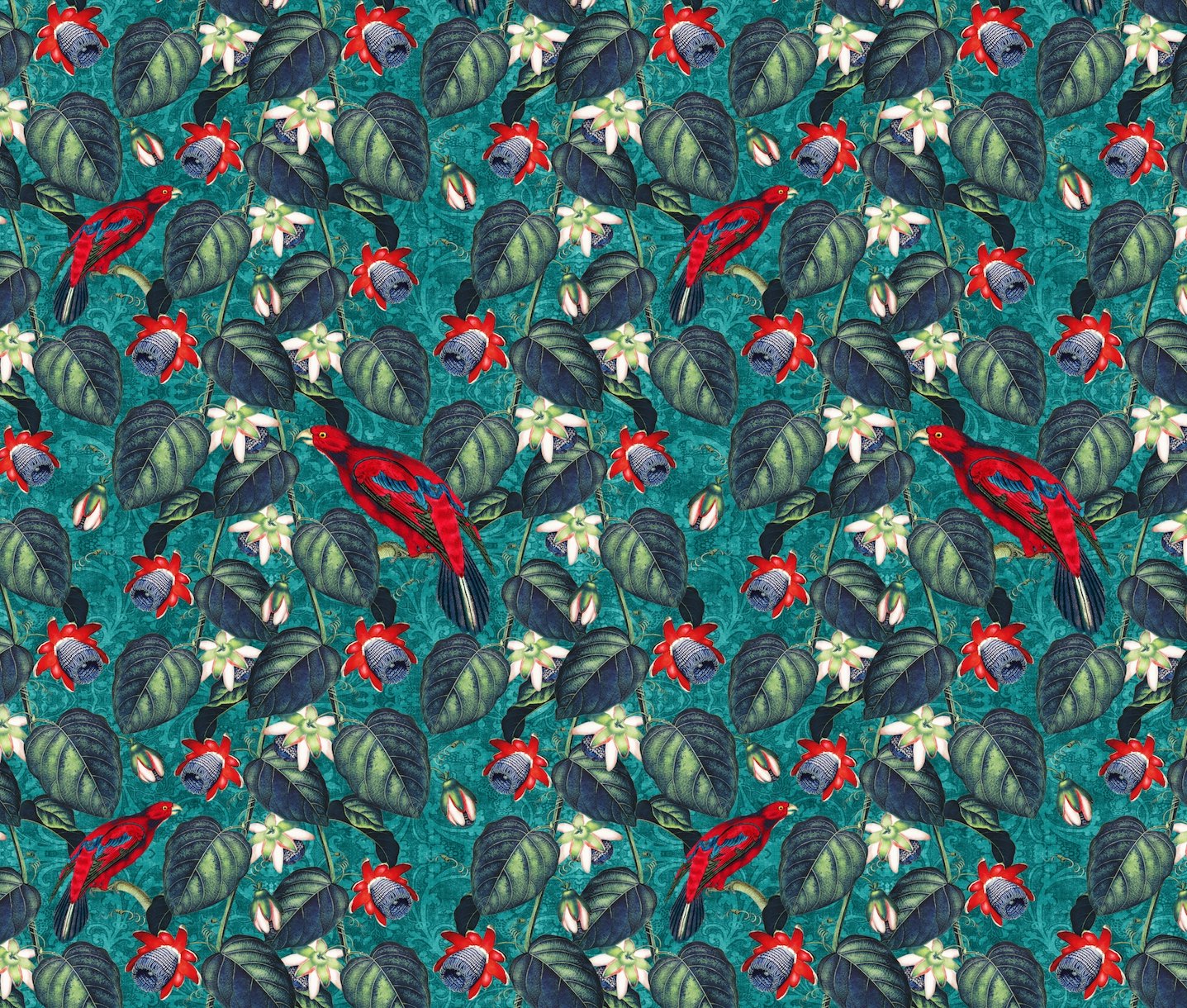 Paradise In Teal Red Green Wallpaper Happywall