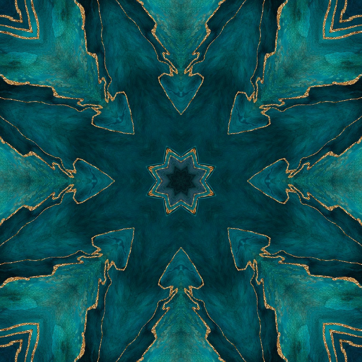 Shop Turquoise Gold Marble Tile 3 Wallpaper | Happywall