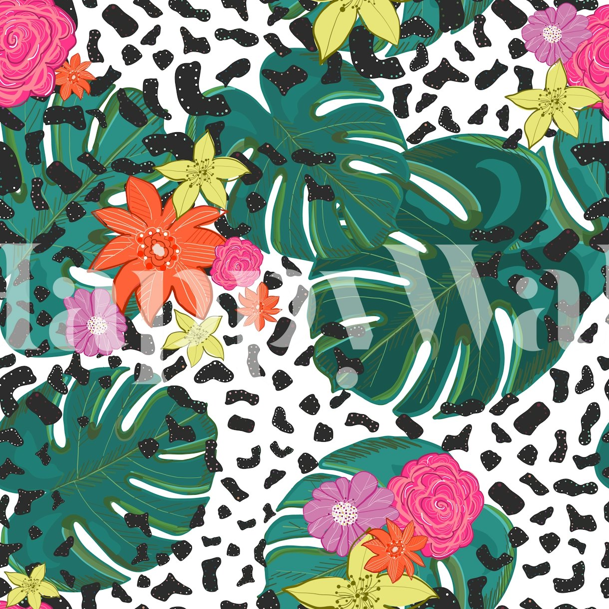 Shining Leopard Tropical Wallpaper | Happywall