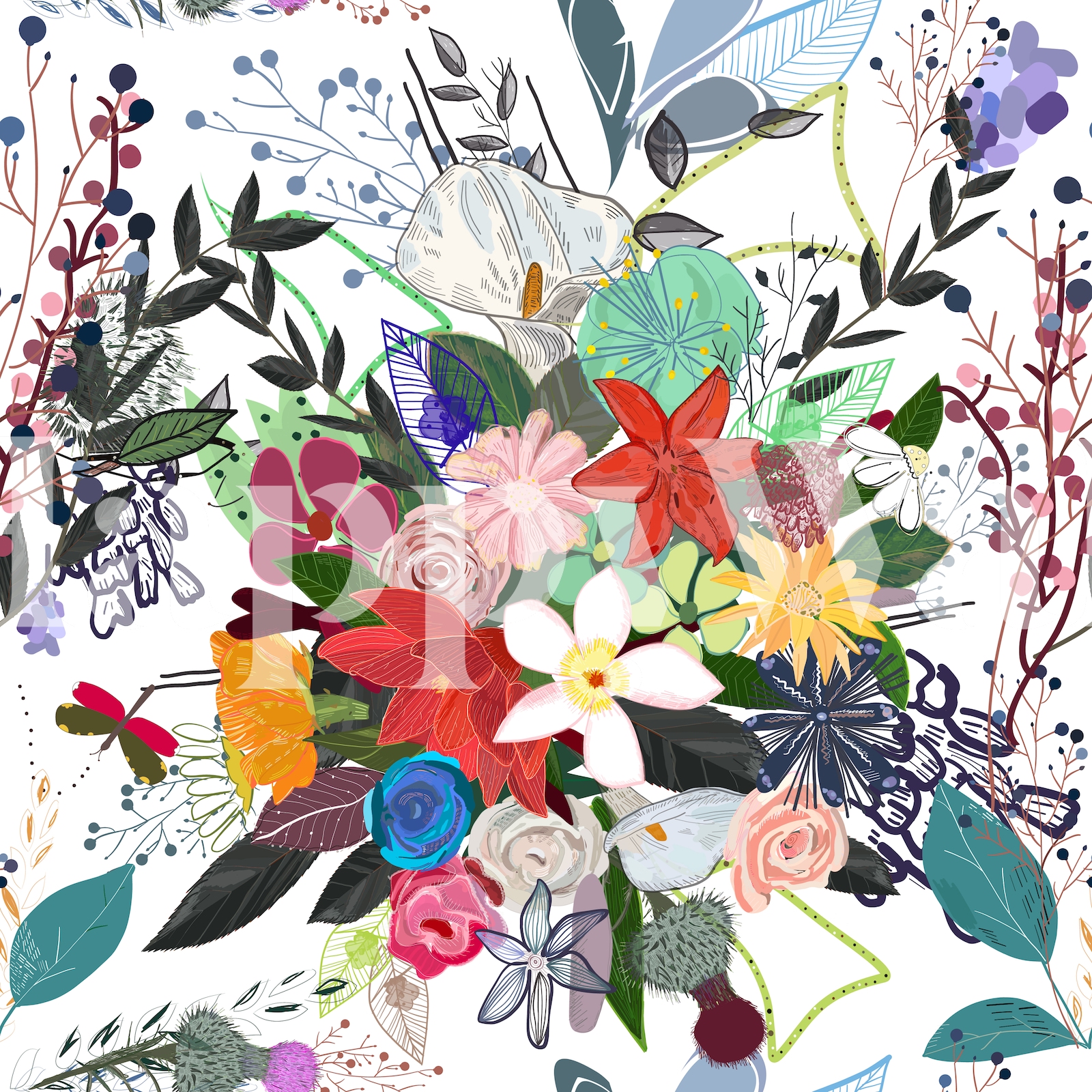 Colorful Floral Wallpaper for Home Decor