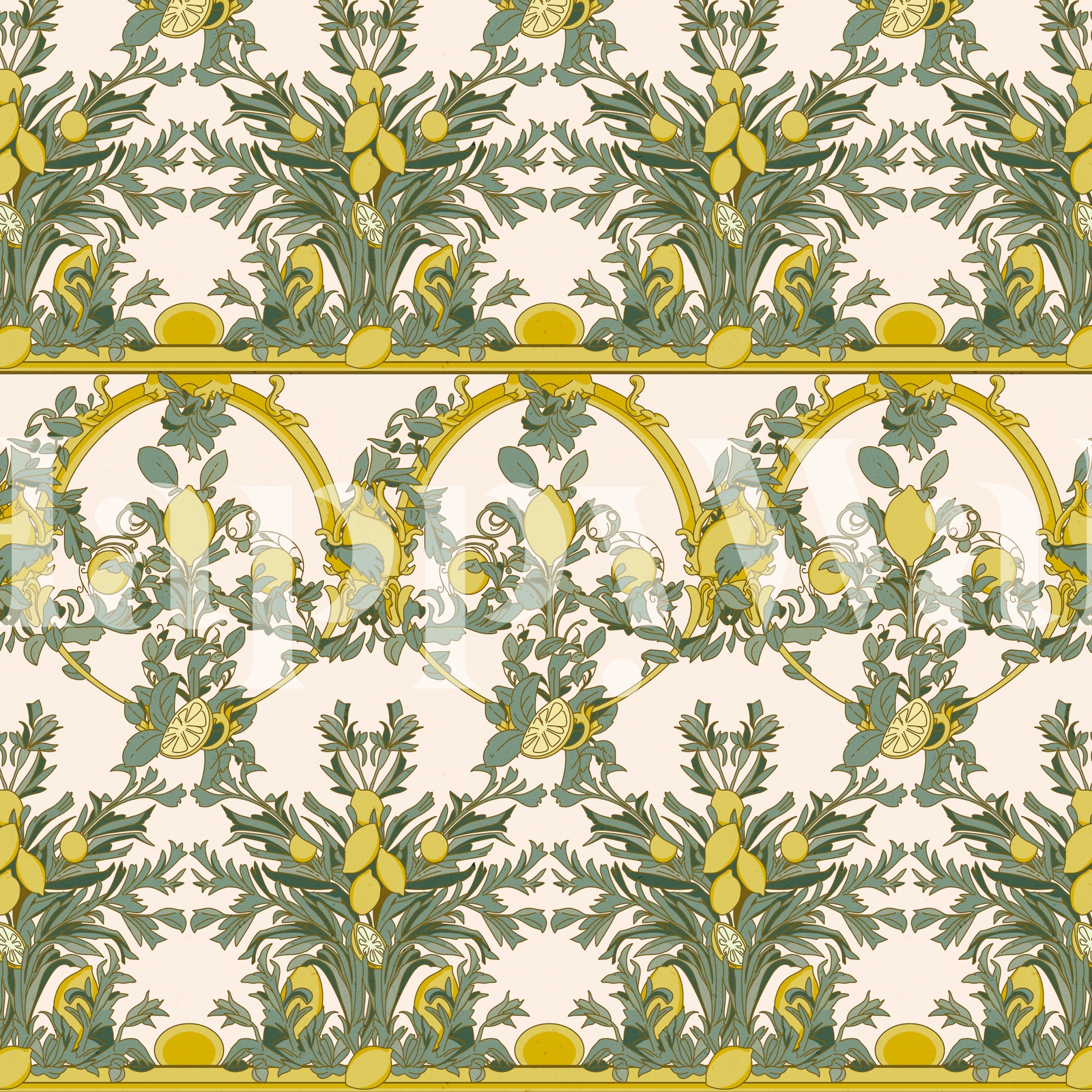 Italian Floral Lemon Wallpaper for Kitchen