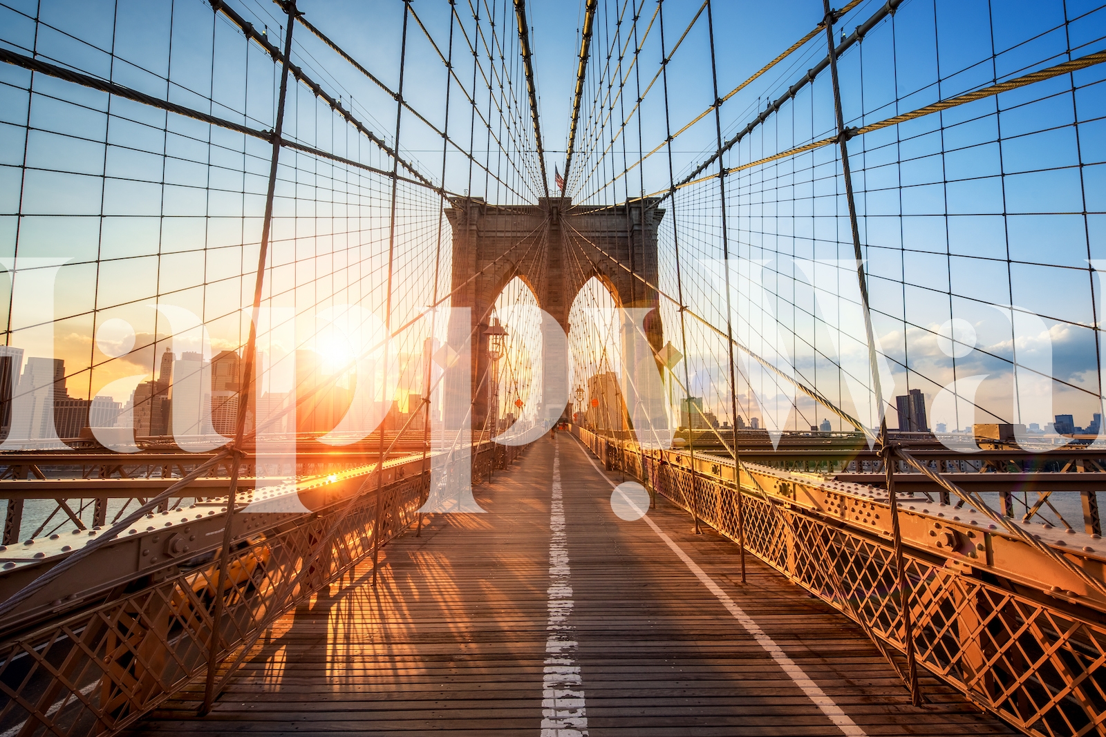 Brooklyn Bridge Sunset Wallpaper for Living Room