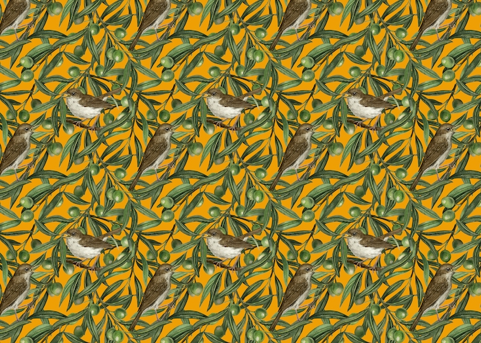 Birds in the Olive Tree 2 Wallpaper | Happywall