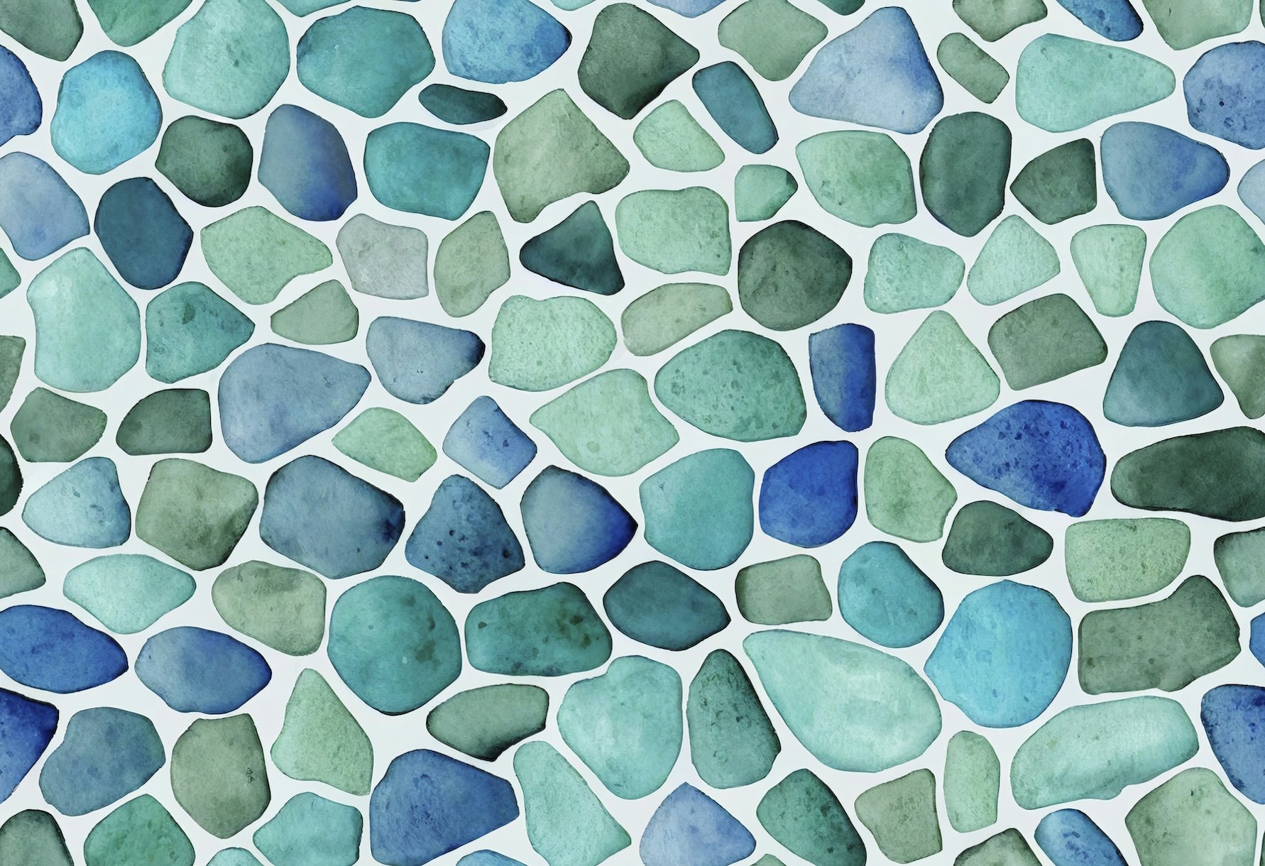 Sea Glass Watercolor Art wallpaper - Free shipping | Happywall