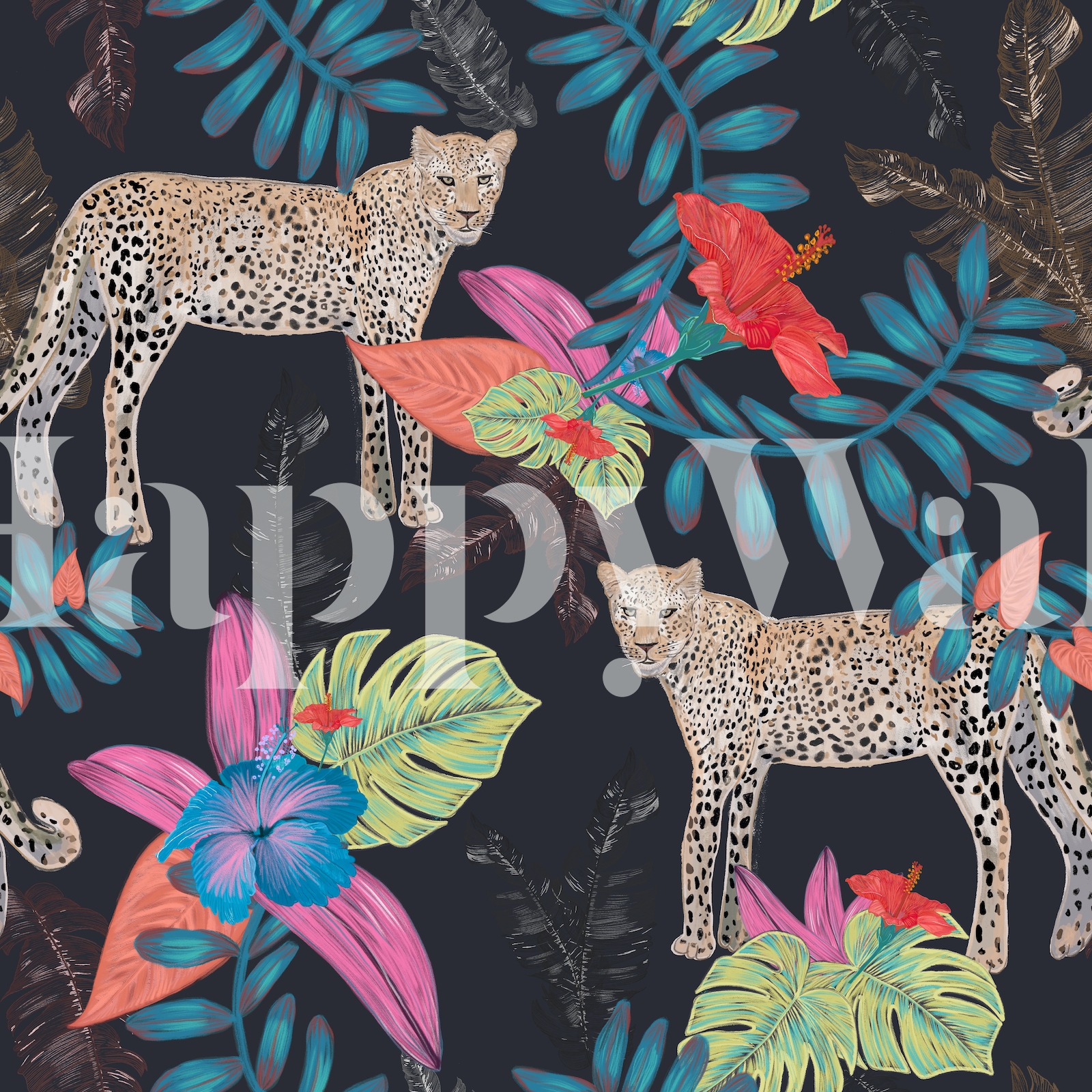 Hand-Drawn Leopard Wallpaper by Happywall