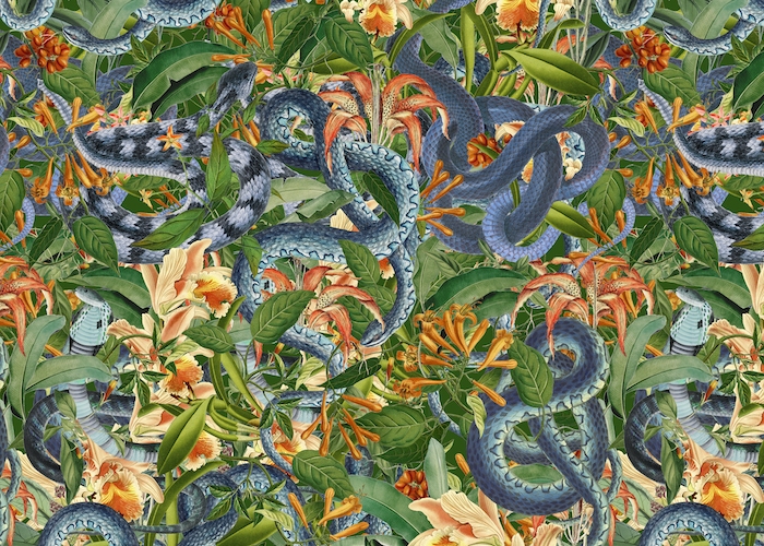 Jungle Snake Floral Wallpaper