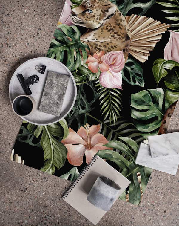 Cheetah Flower Jungle wallpaper - Free shipping | Happywall