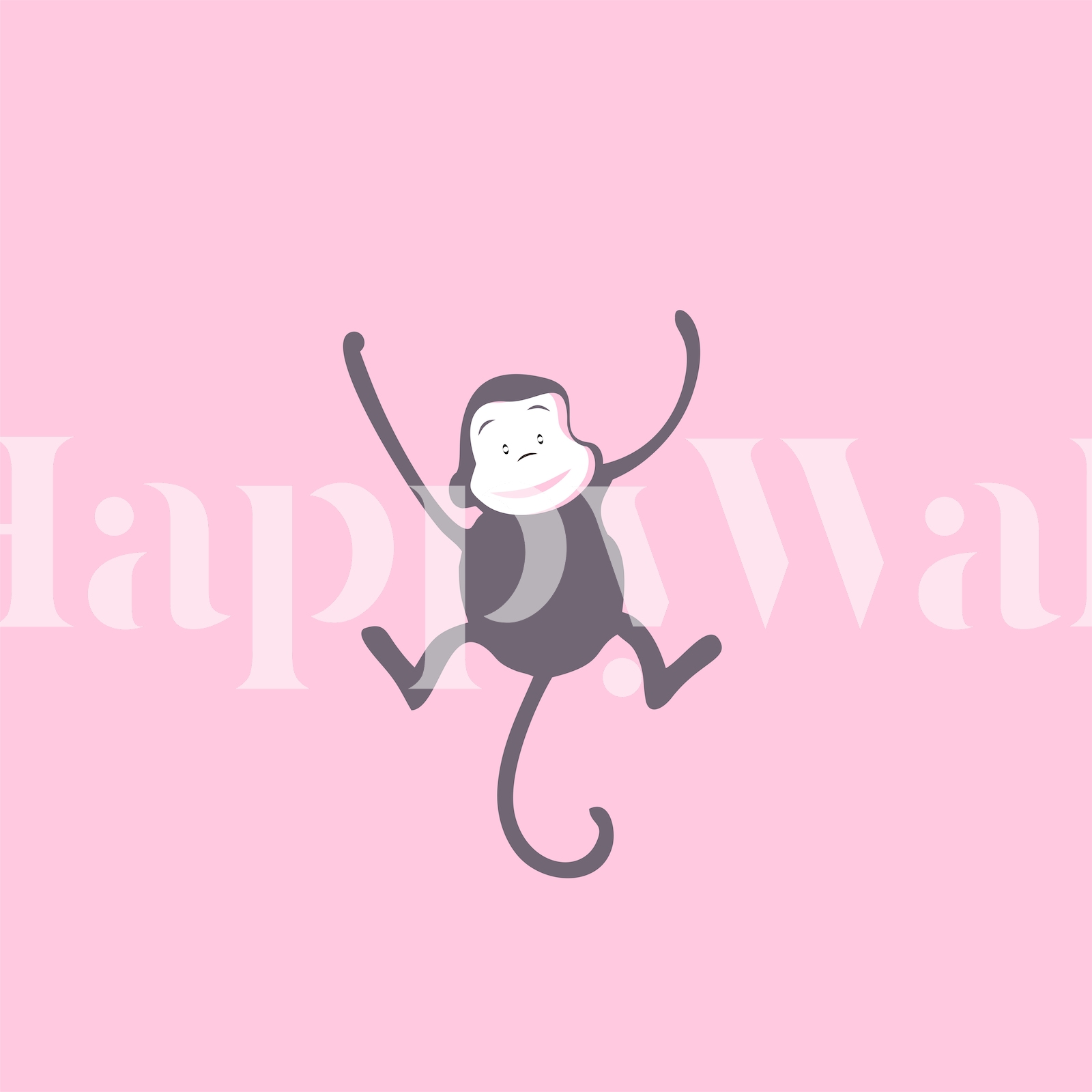 Pastel Pink Monkey Kids Wallpaper
