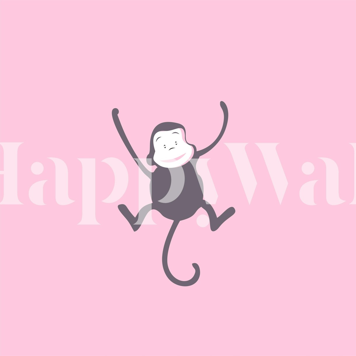 Pastel Pink Monkey Kids Wall wallpaper - Free shipping | Happywall