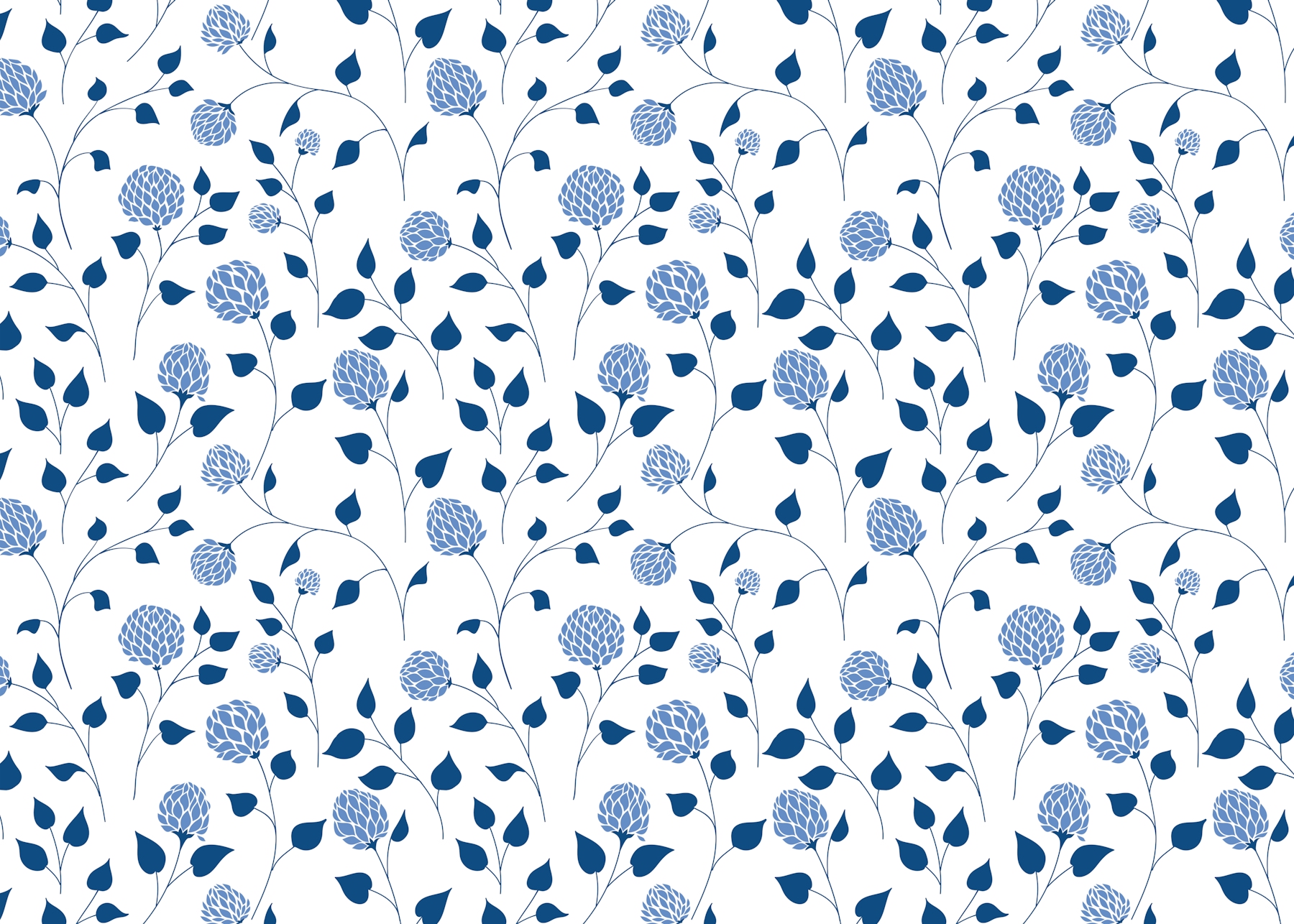 "Doodle Blue Flowers Wallpaper - Buy Online | Happywall"