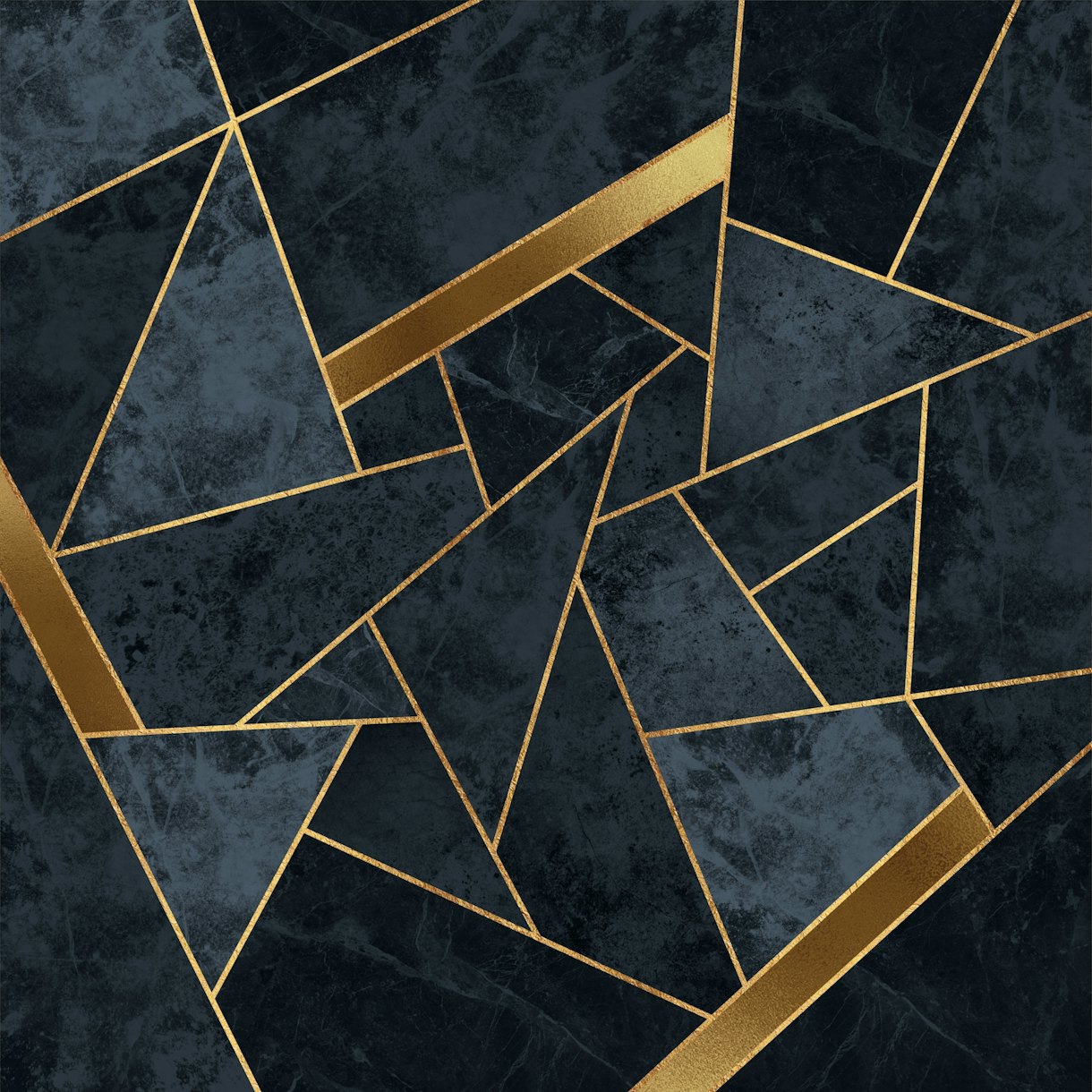 Myk blå og gull mosaikk tapet | Happywall