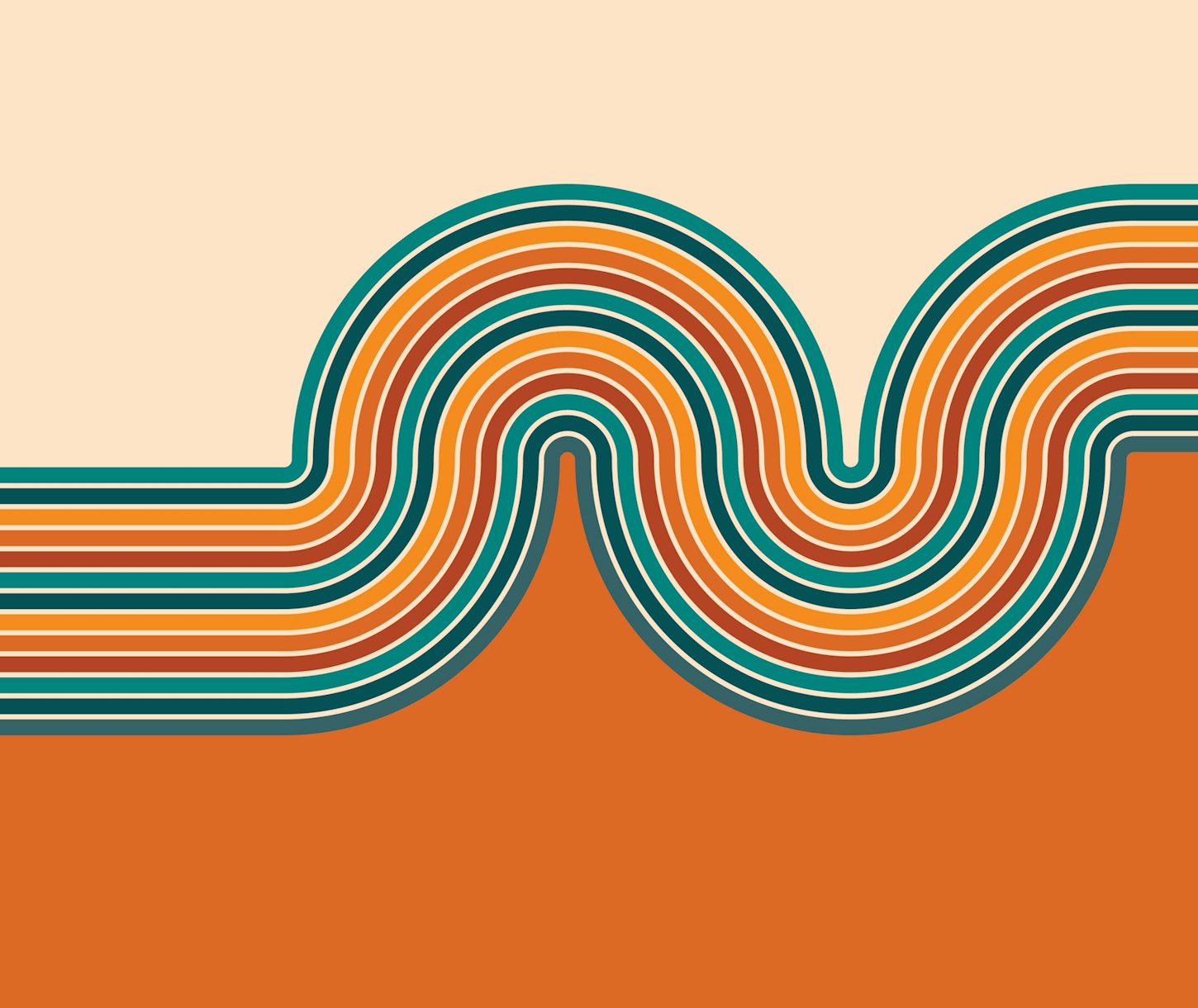 Retro Curvy Lines Wallpaper - Buy Online | Happywall