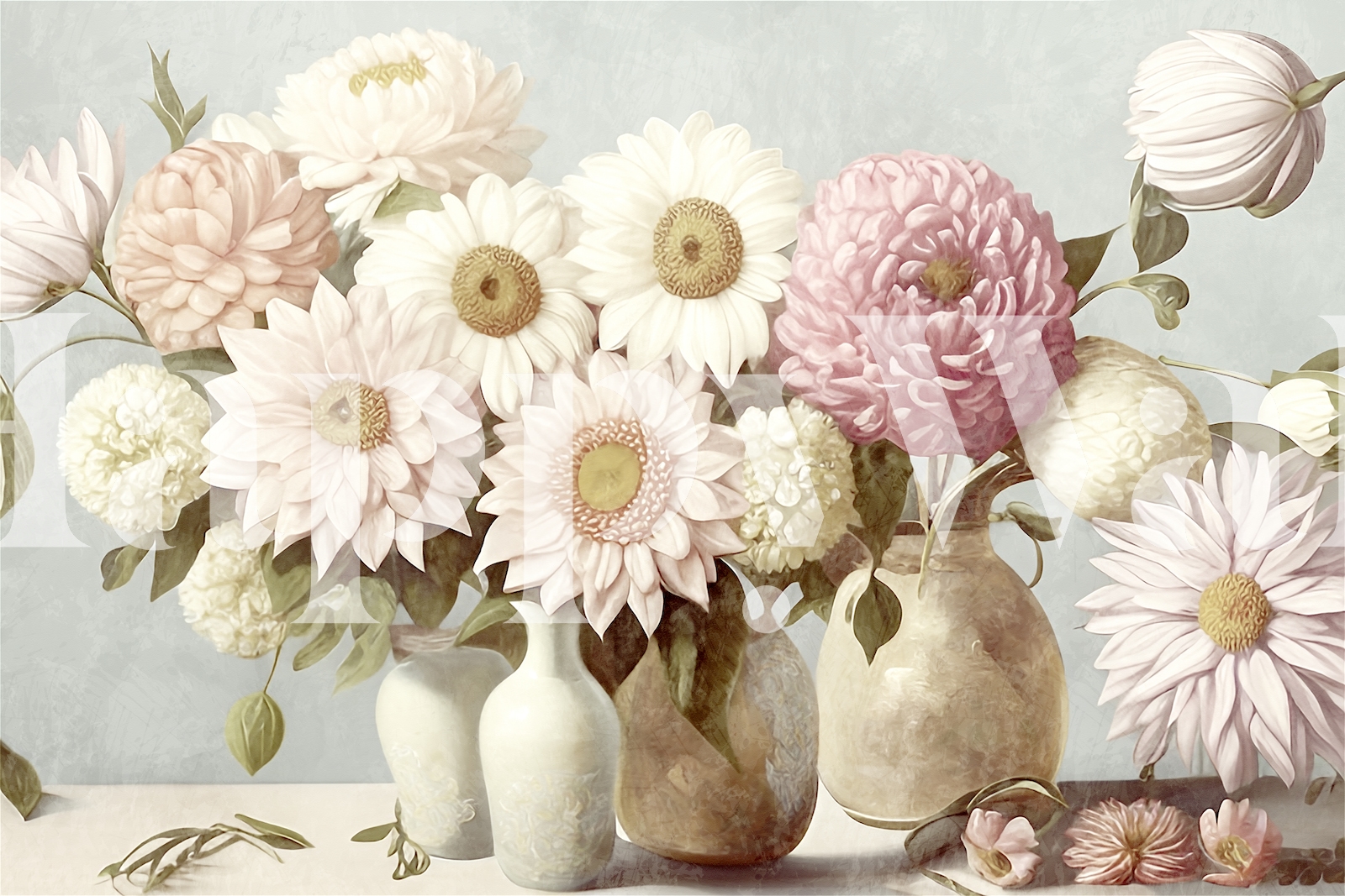 Vintage Summer Flowers Pastel Wallpaper - Happywall