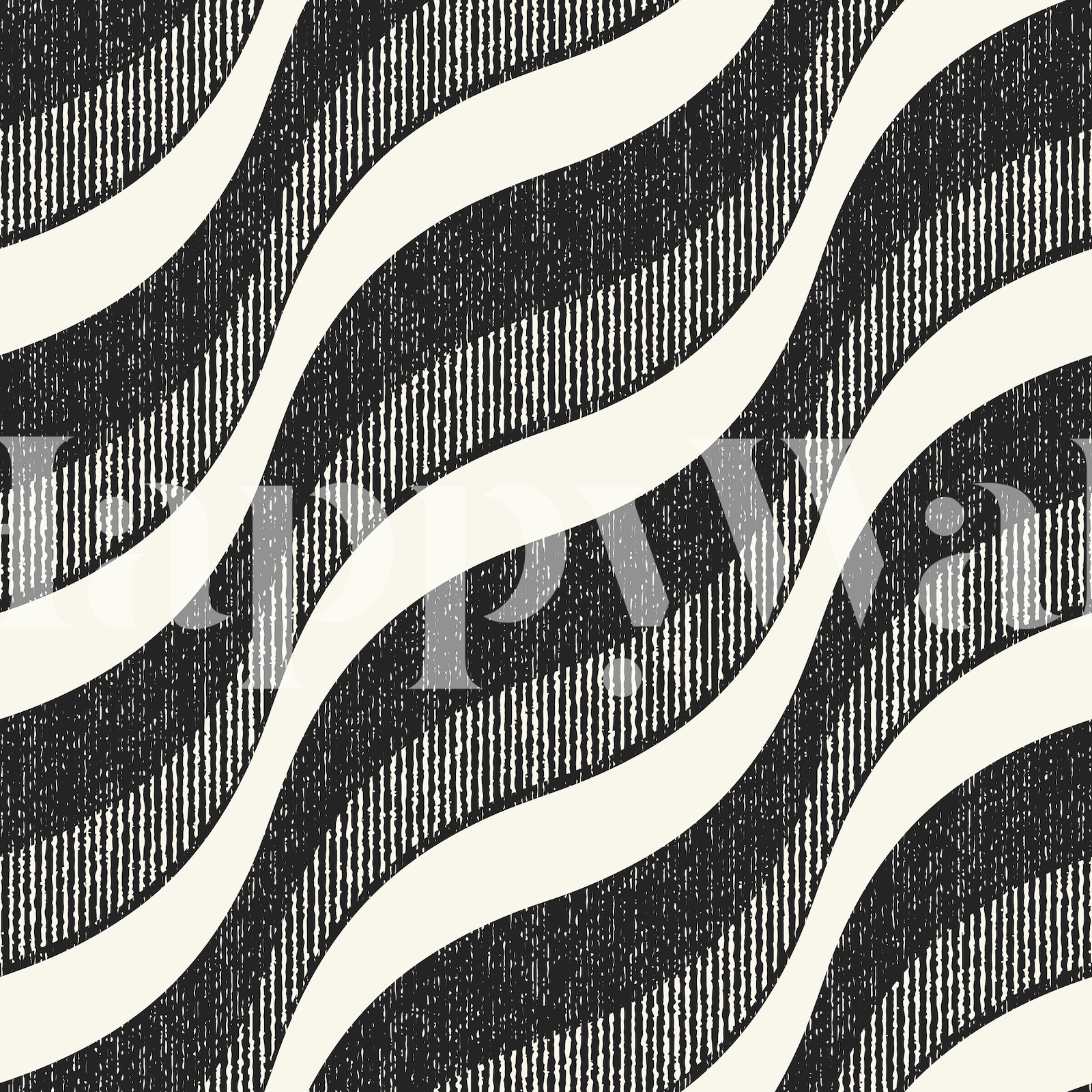 Black and White Wavy Striped Wallpaper
