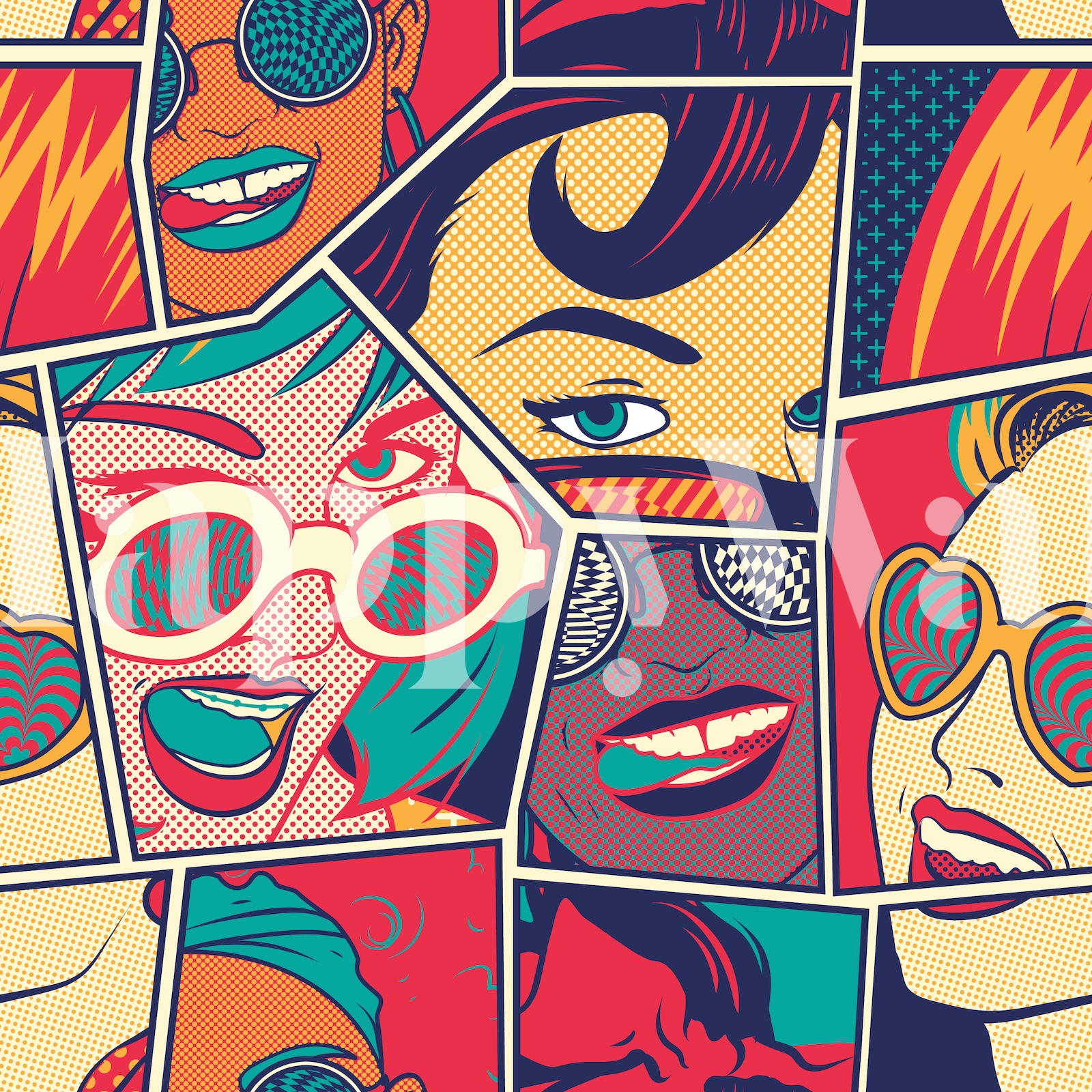 Colorful Retro Pop Art Wallpaper for Living Room