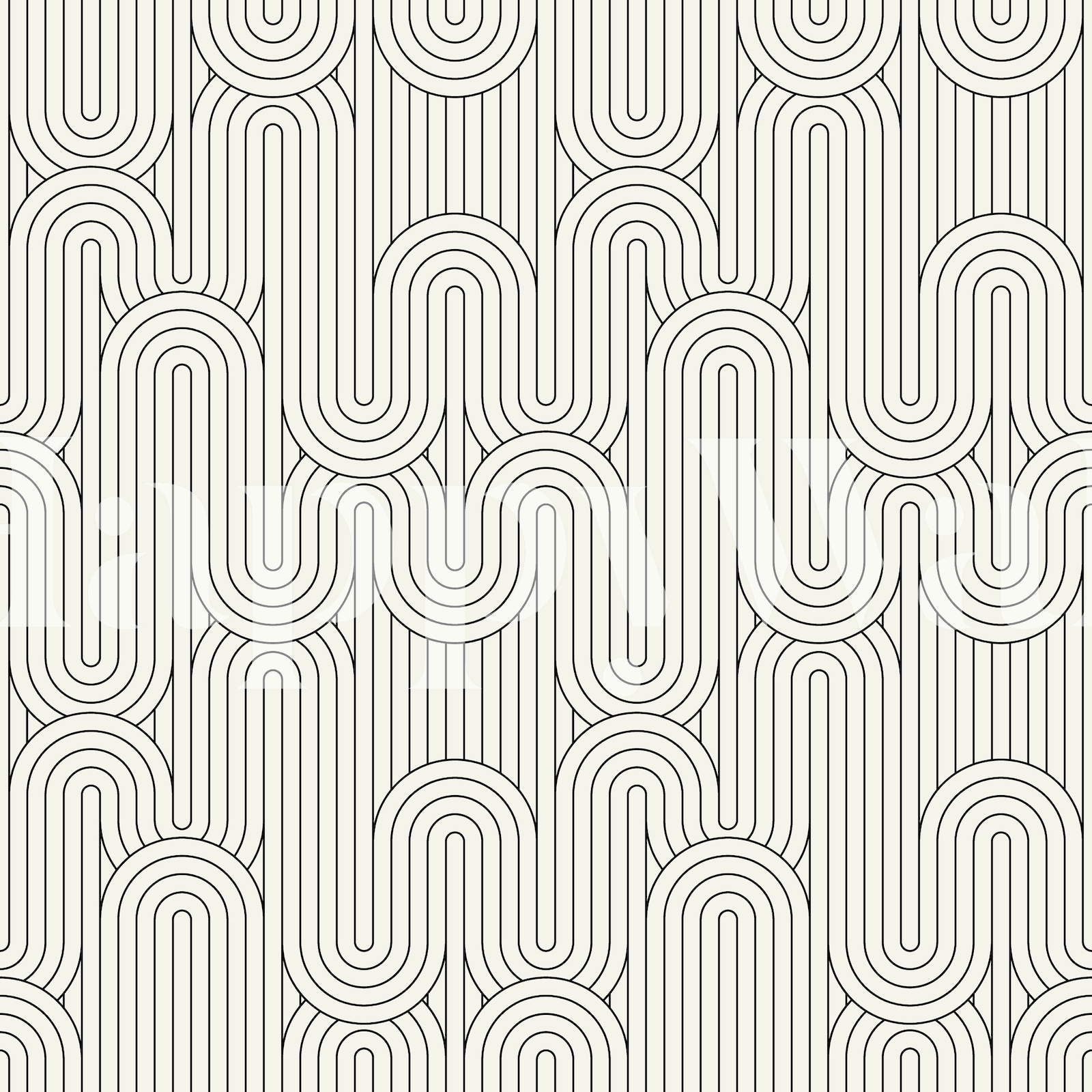 Modern Curvy Lines Beige Wallpaper