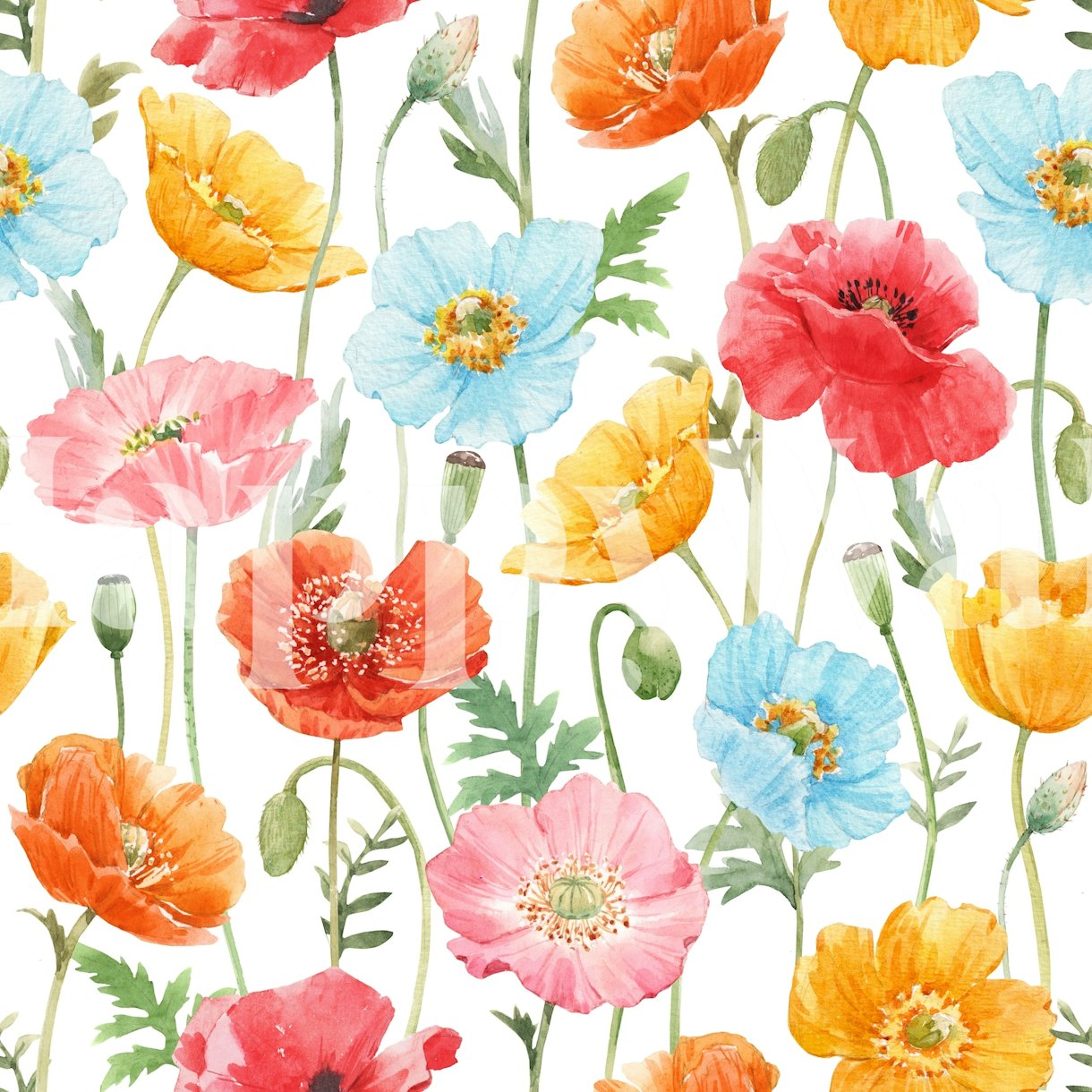 Happy poppies wallpaper - Free shipping | Happywall
