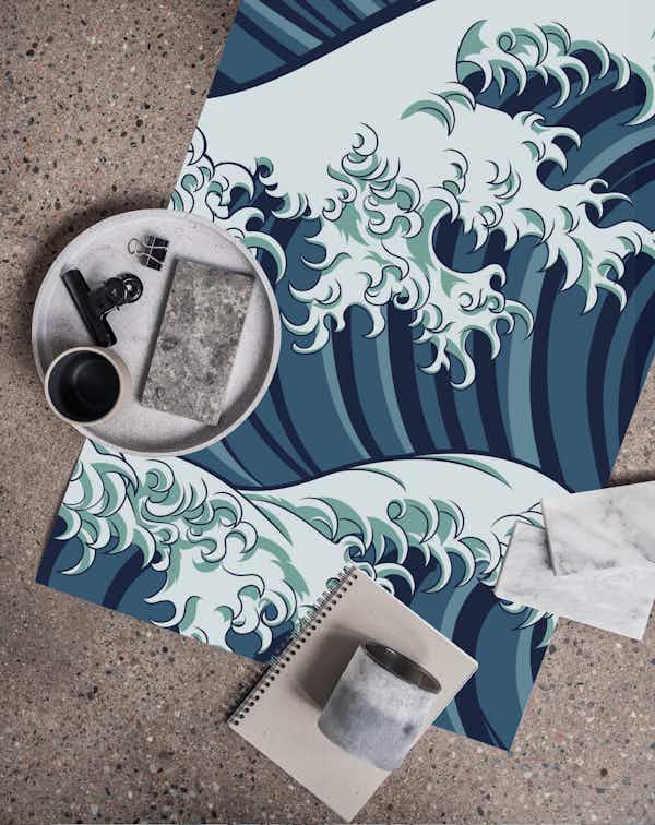 Japanese wave pattern wallpaper | Happywall