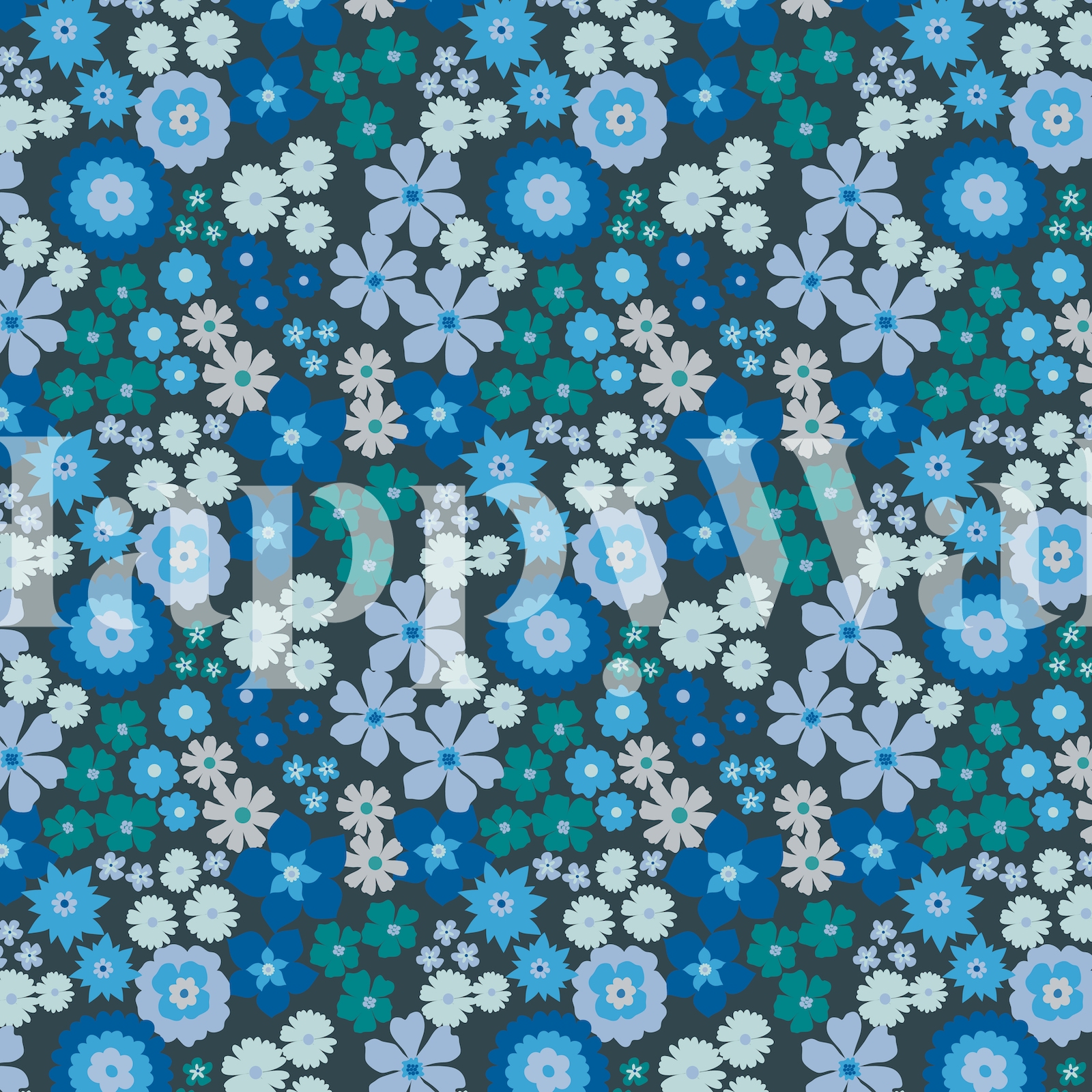 Deep Blue Floral Wallpaper for Bedroom