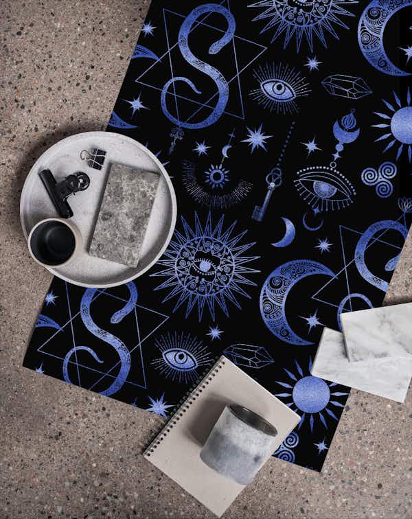 "Celestial Magic Mystery Blue Wallpaper | Happywall"